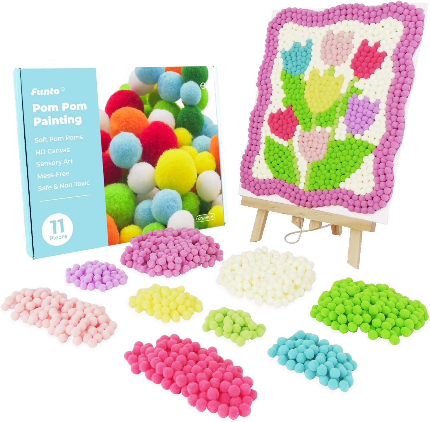 Amazon.com: Funto Tulip Pom Pom Painting Art Kit, 1100+ pom poms ...