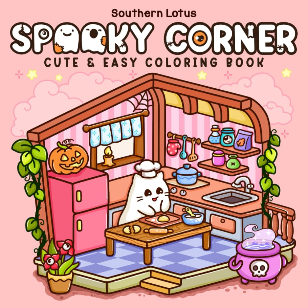 Spooky Corner: Coloring Book for Adults and Teens Featuring Hygge ...