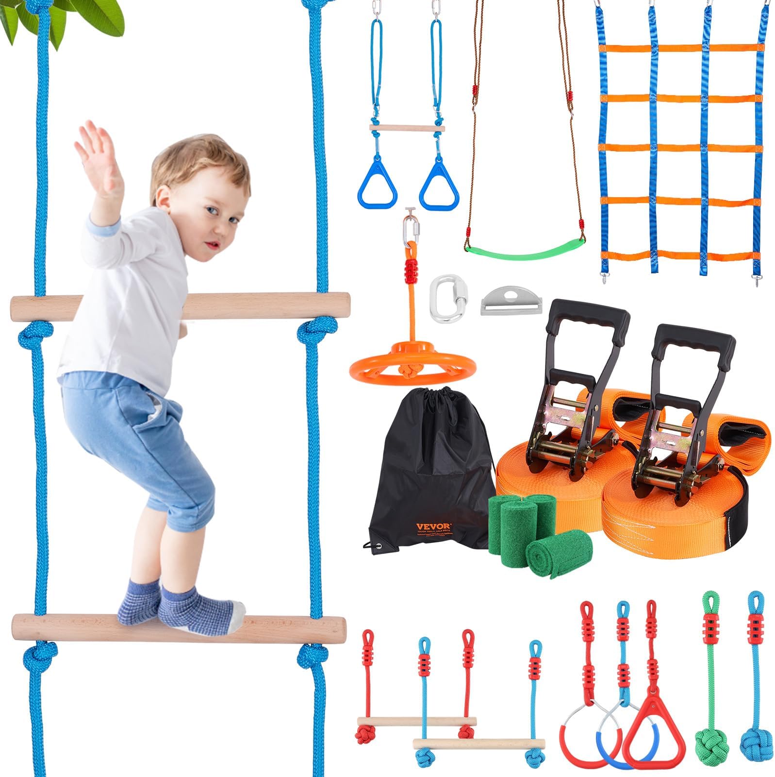 Amazon.com: HEROZ Ninja Warrior Obstacle Course for Kids Backyard 2 x ...