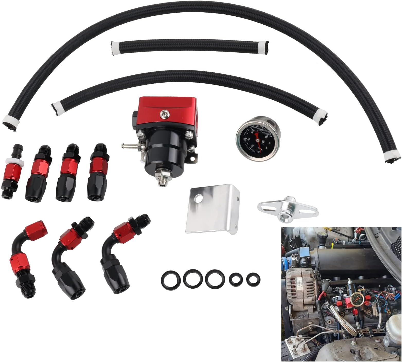 Amazon.com: EFI Fuel Pressure Regulator Kit with Bypass Return 0-100psi ...
