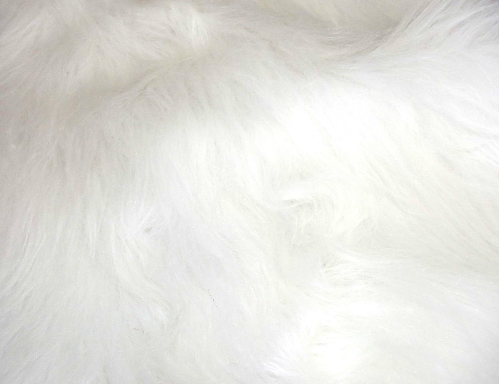 Long Pile Fun Faux Fur Fabric Material Bright White, 1Mtr 150cmx100cm ...