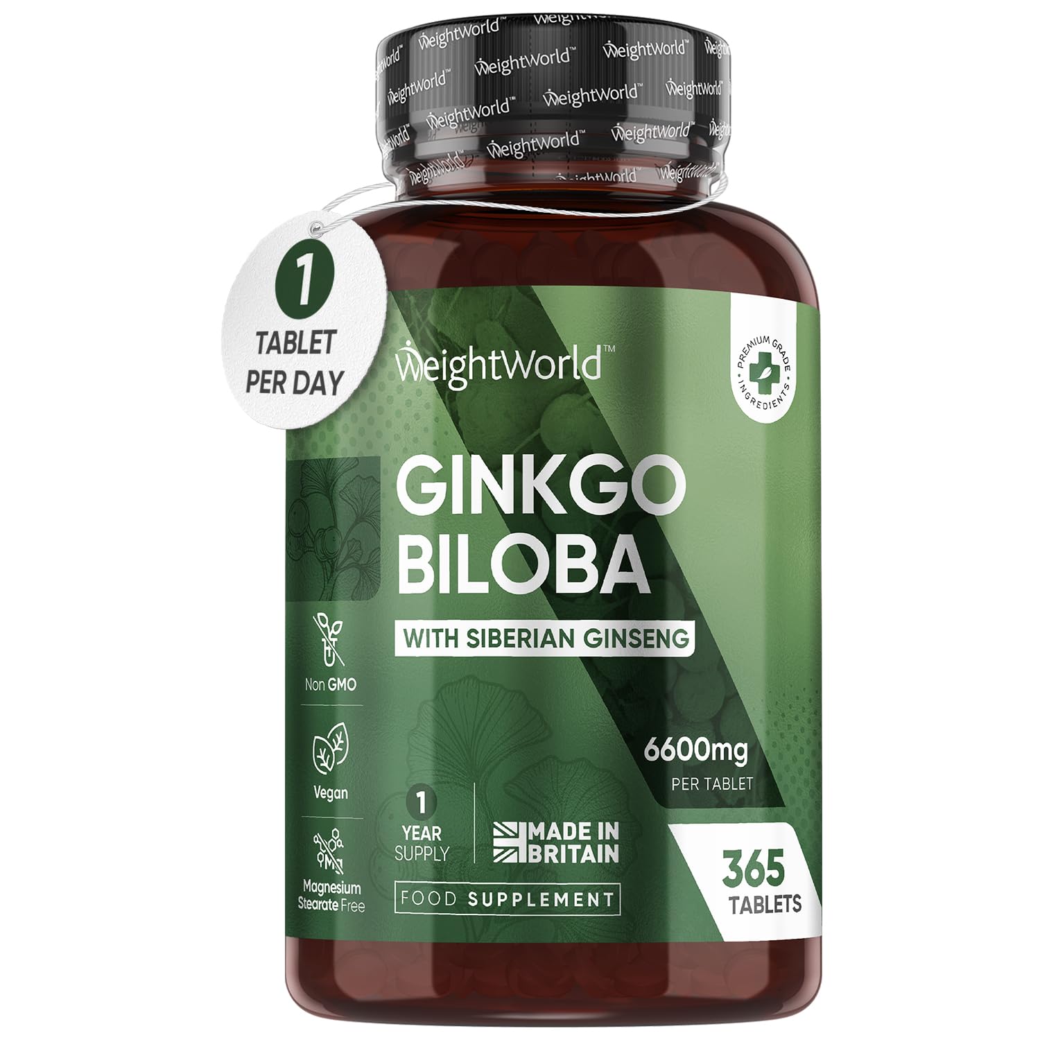 Ginkgo Biloba 6000mg & Ginseng 600mg per Tablet - 365 High Strength ...