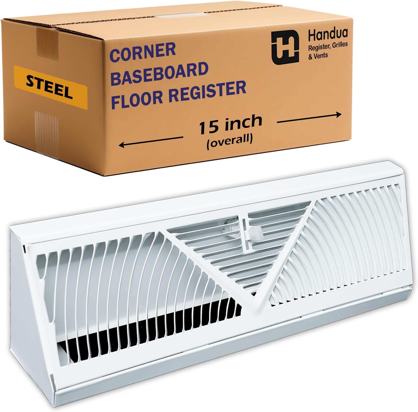 Metal Magery 14" x 6" Baseboard Register Vent White with Damper 14 x 6 ...