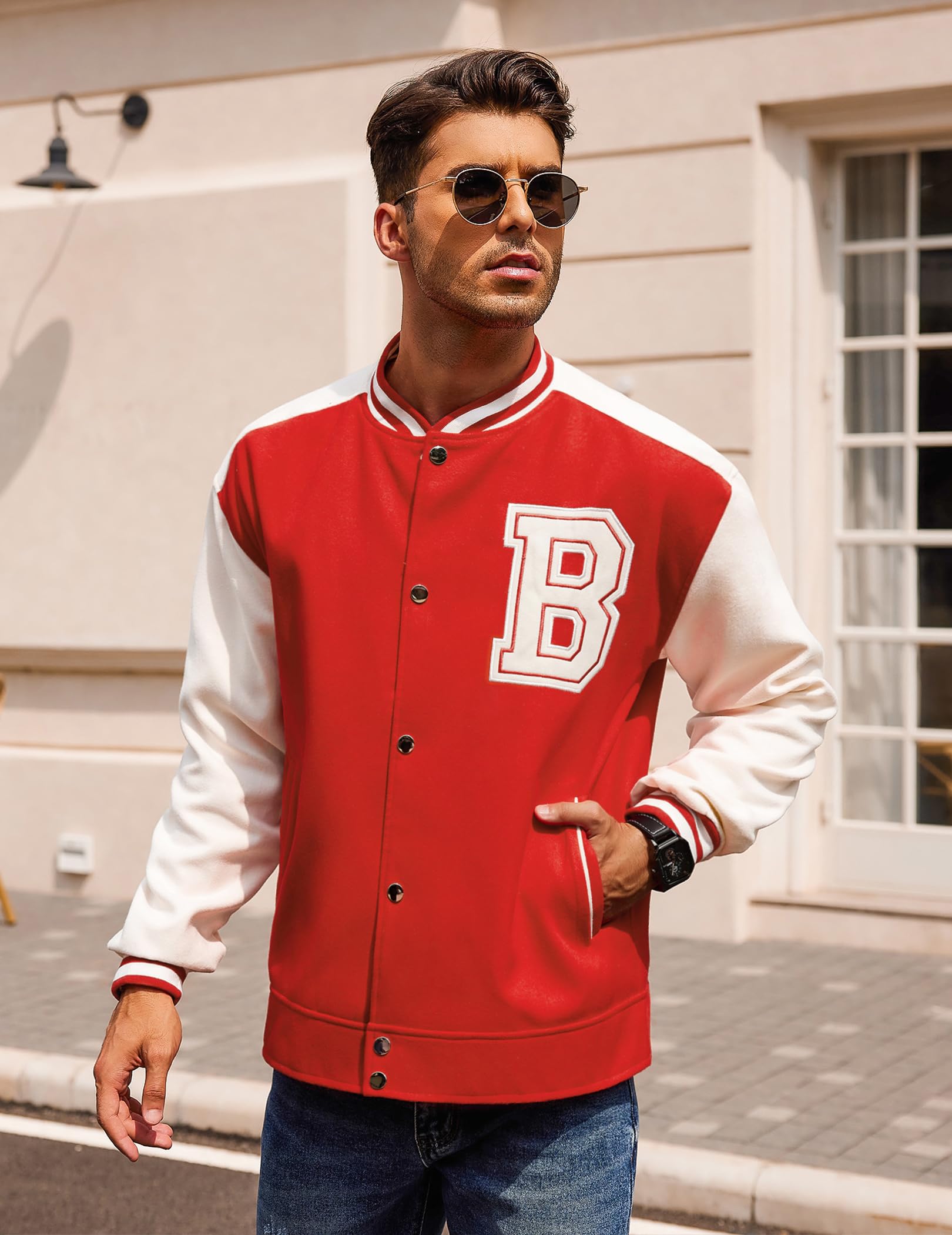 Snapklik.com : Mens Varsity Letterman Jacket Red College Football ...