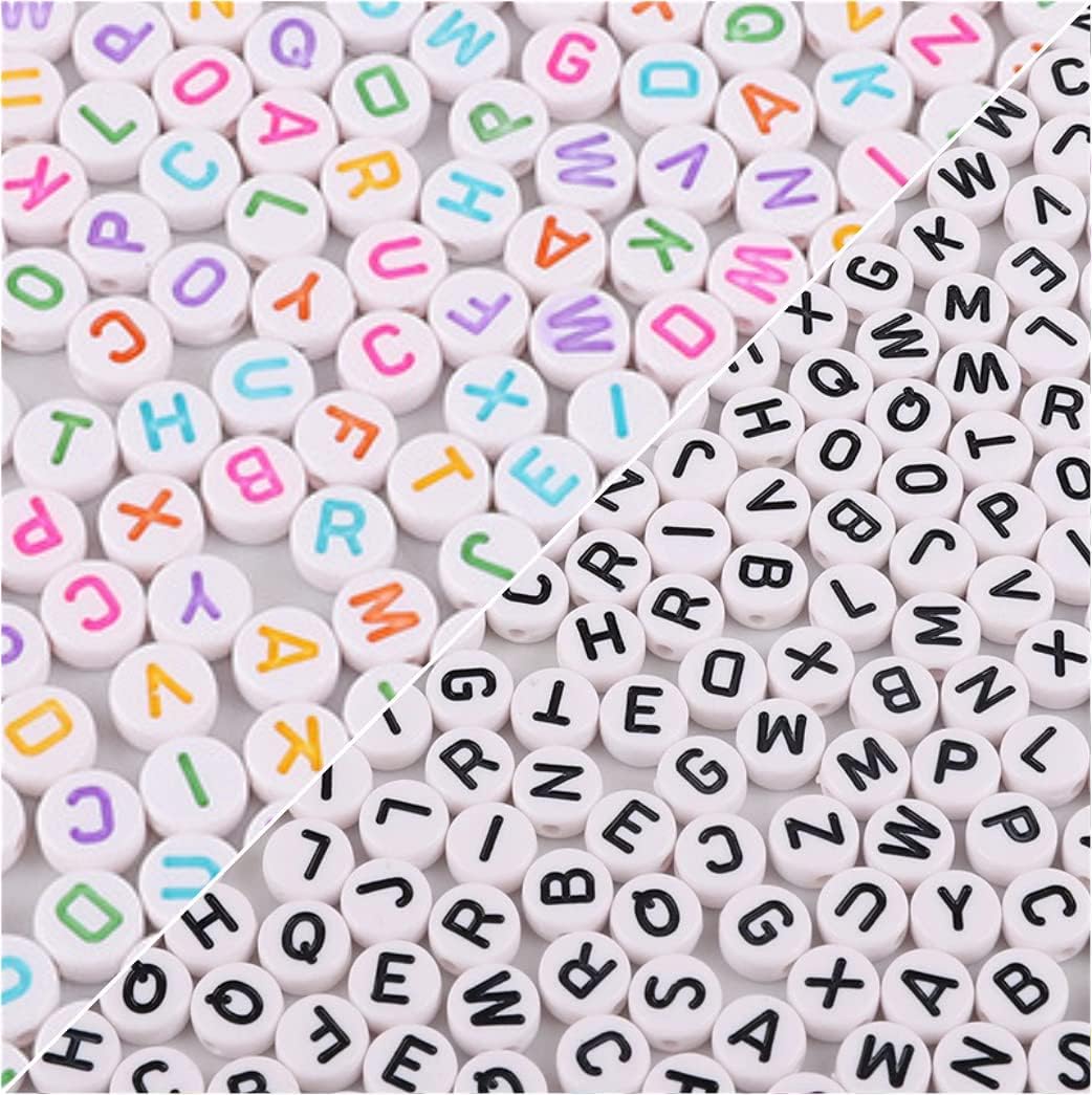 Amazon.co.jp: ファイニエ アルファベット ビーズ 丸 カラフル ミックス 透け感有 7mm 500個 セット アクセサリー ...