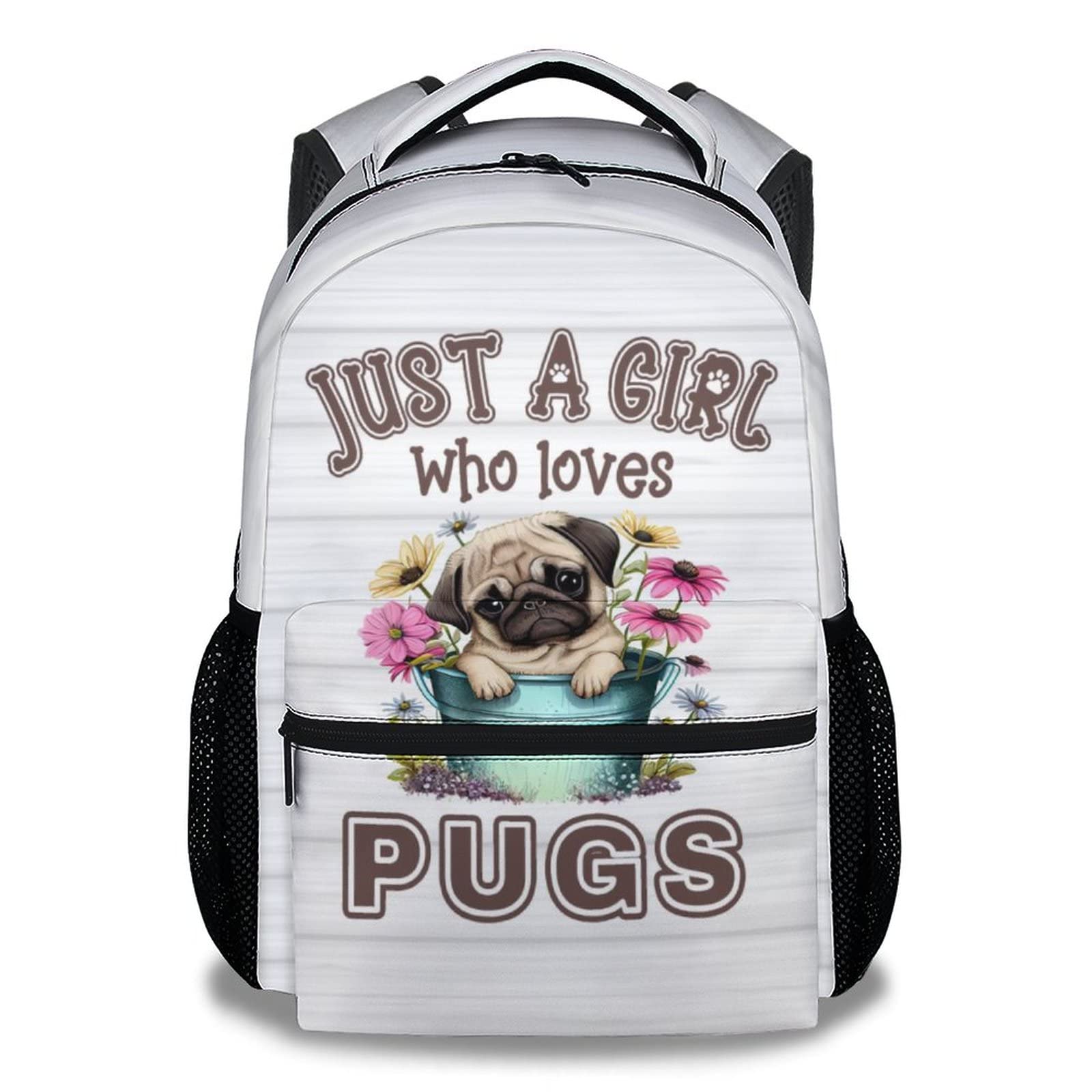 Amazon.com | COOPASIA Cute Pug Backpack, 16 Inch Dog Theme Bookbag with ...