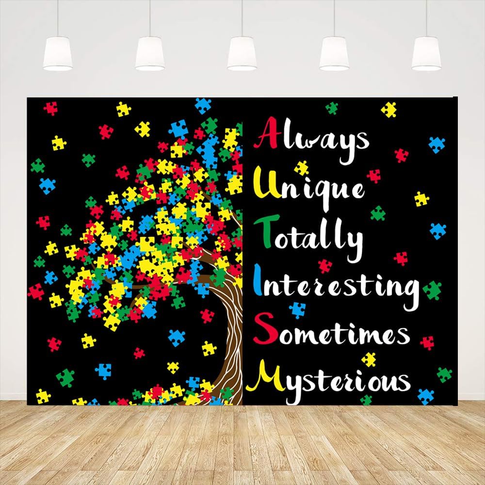Amazon.com : Autism Awareness Photo Booth Backdrop Accept Understand ...