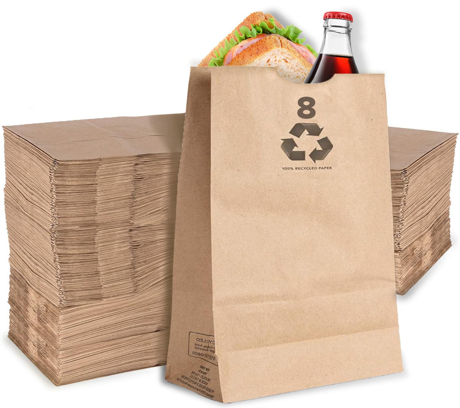Amazon.com: 8 Lb Kraft Brown Paper Lunch Bags (100 Count) - Bulk ...
