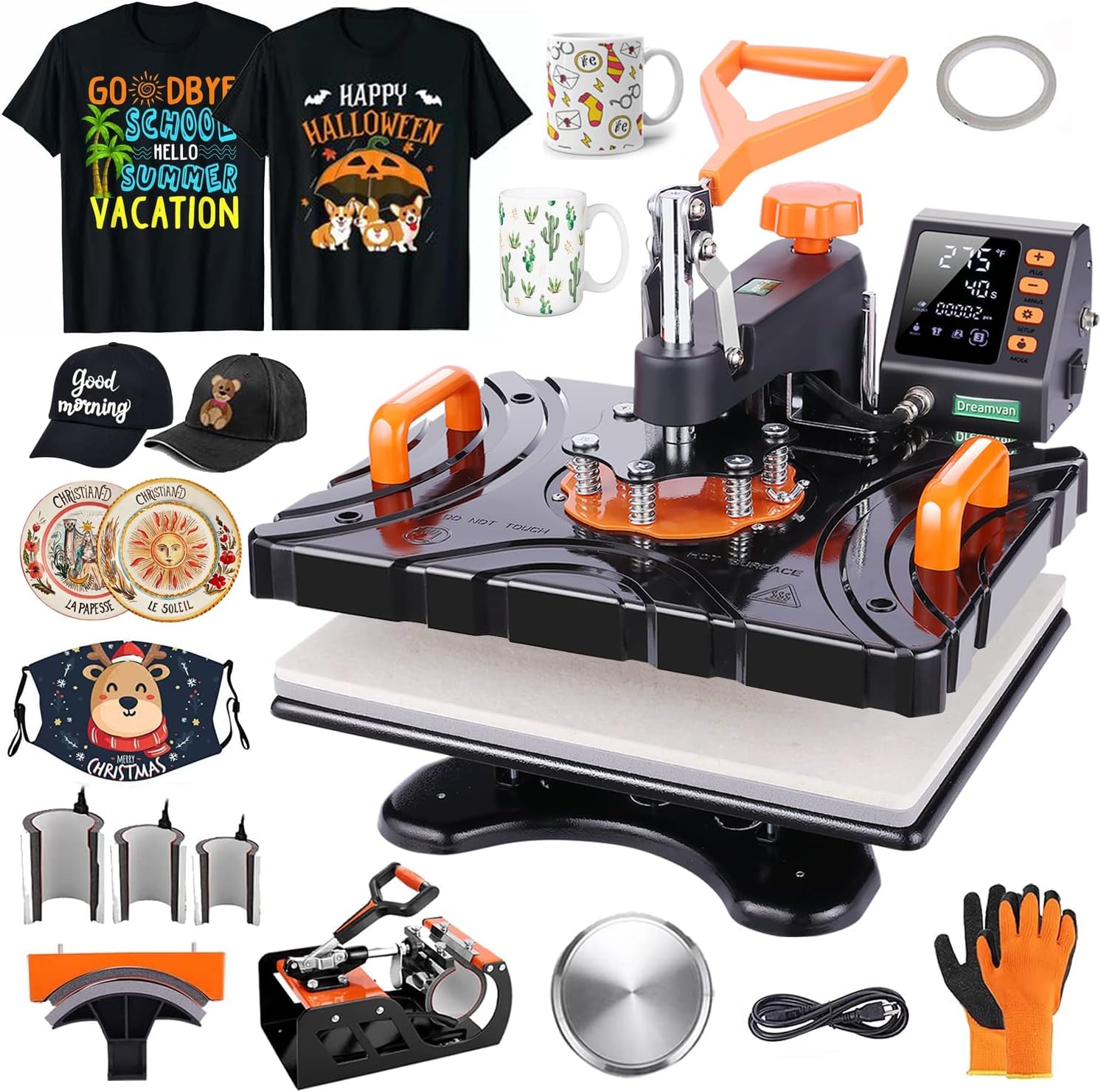 Amazon.com: DREAMVAN Heat Press Machine, Upgraded 8 in 1 Heat Transfer ...