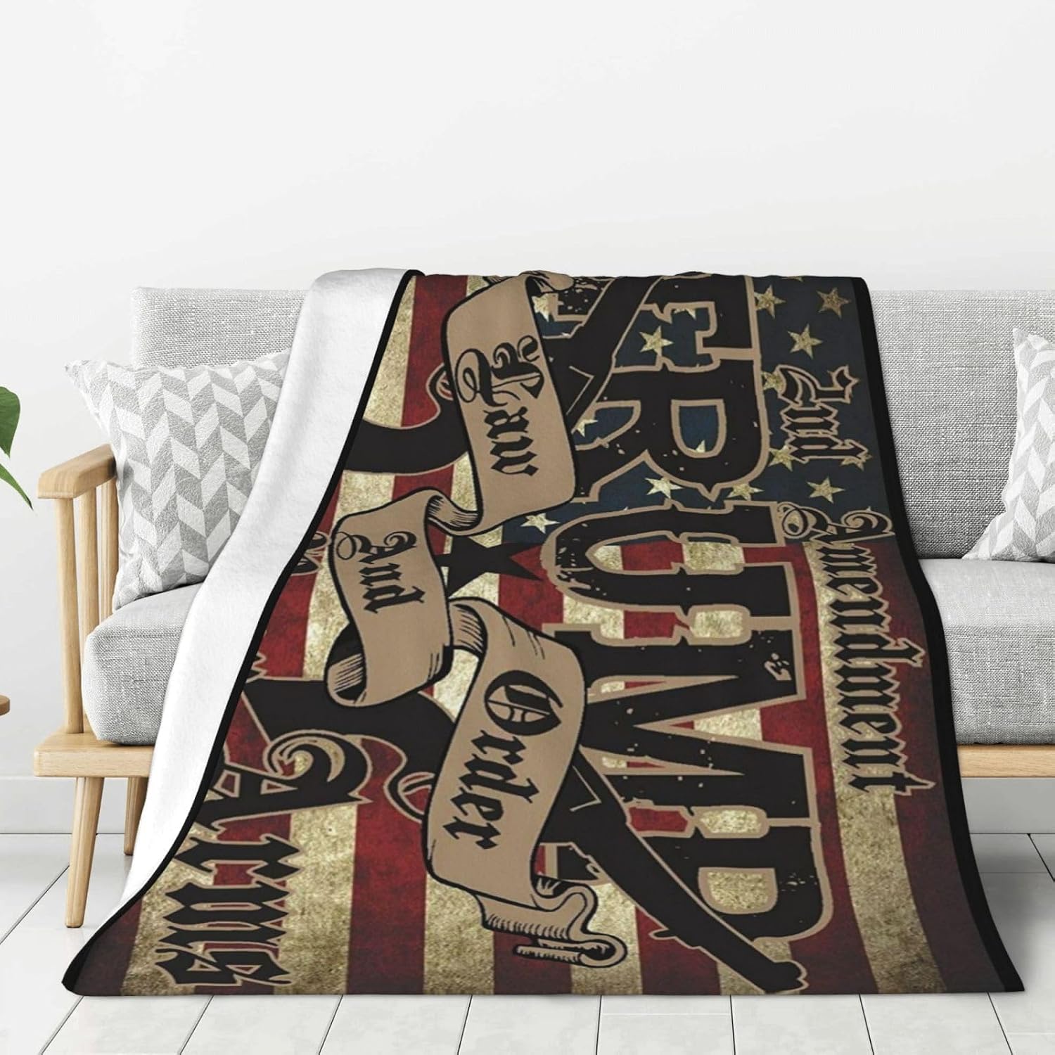 Amazon.com: Trump Law & Order 2nd Amendment Guns Flag Throw Blanket ...