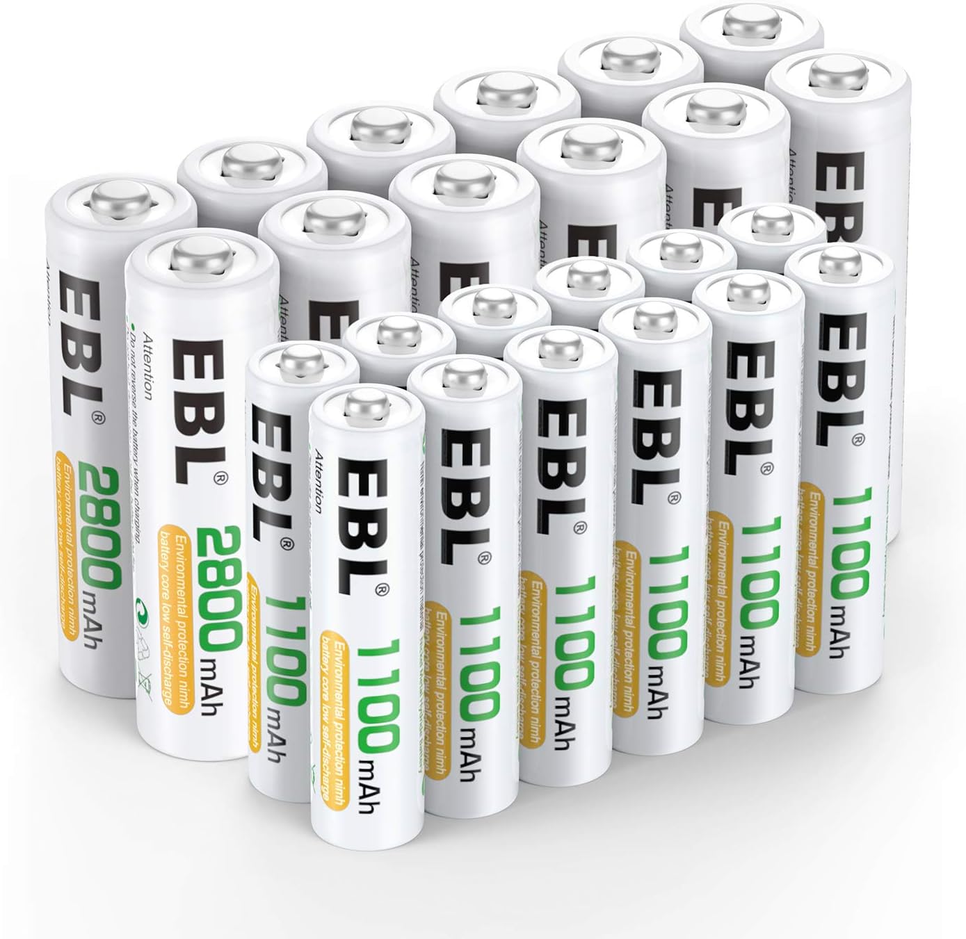 Amazon.com: EBL 24 Sets AA AAA Batteries Combo with 12-Pack AA 2800mAh ...