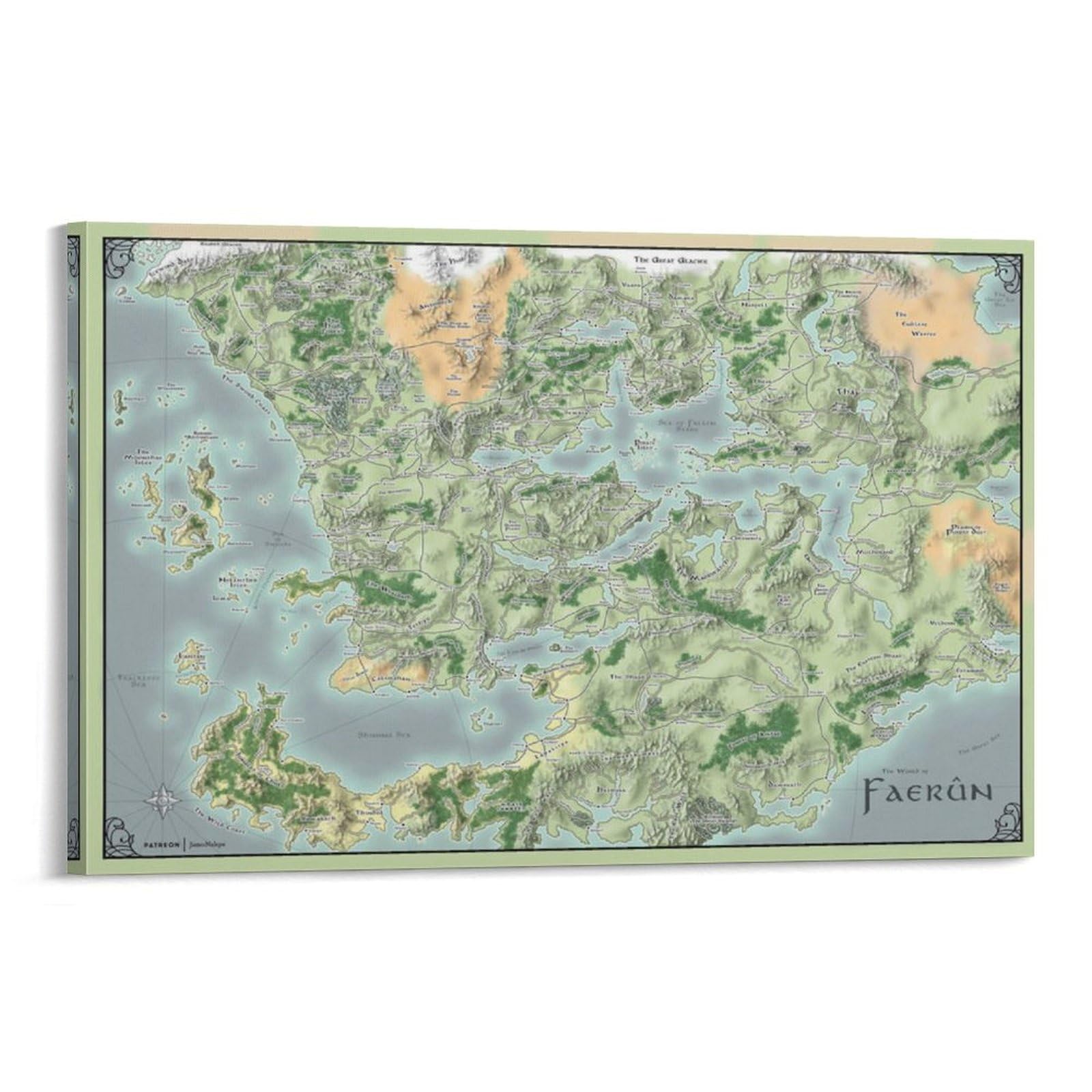 Amazon.com: Faerun Map Poster,Forgotten Realms Map Gaming Poster Wall ...