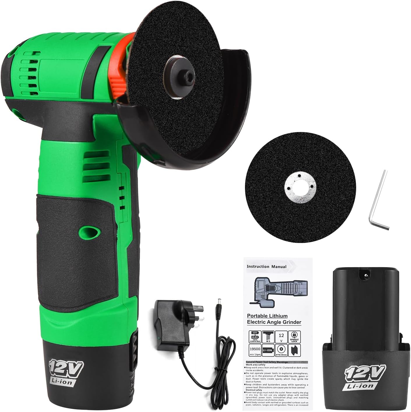Sunydog 12V Cordless Angle Grinder Tool Kit Portable Lithium Electric ...
