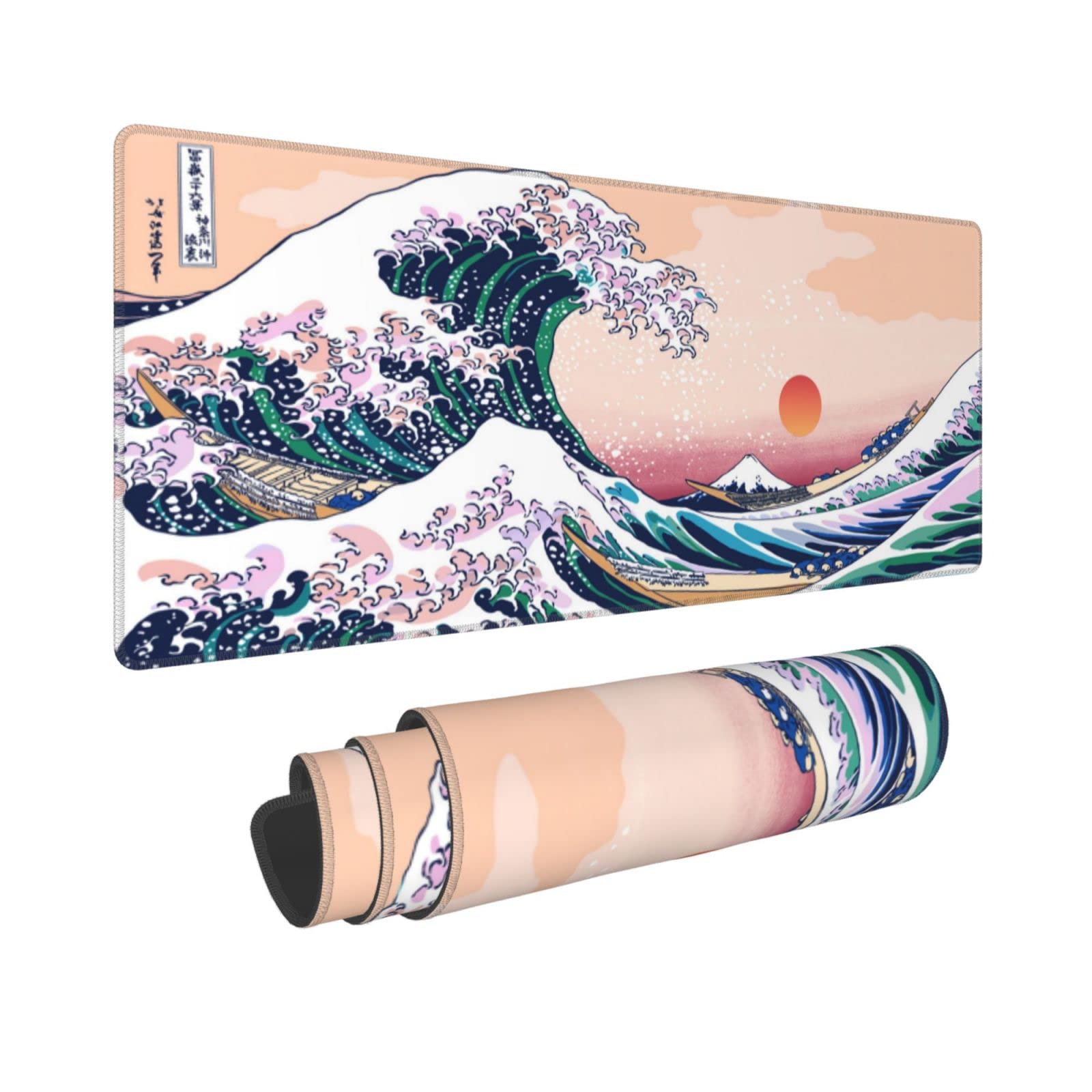 Amazon.com: Japanese Kanagawa Great Wave Mouse Pad Long Extended XL ...