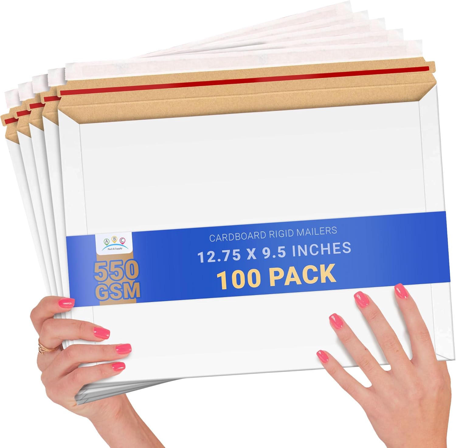 Amazon.com: ABC PACK & SUPPLY White Rigid Mailers, 12.75 x 9.5 Inches ...