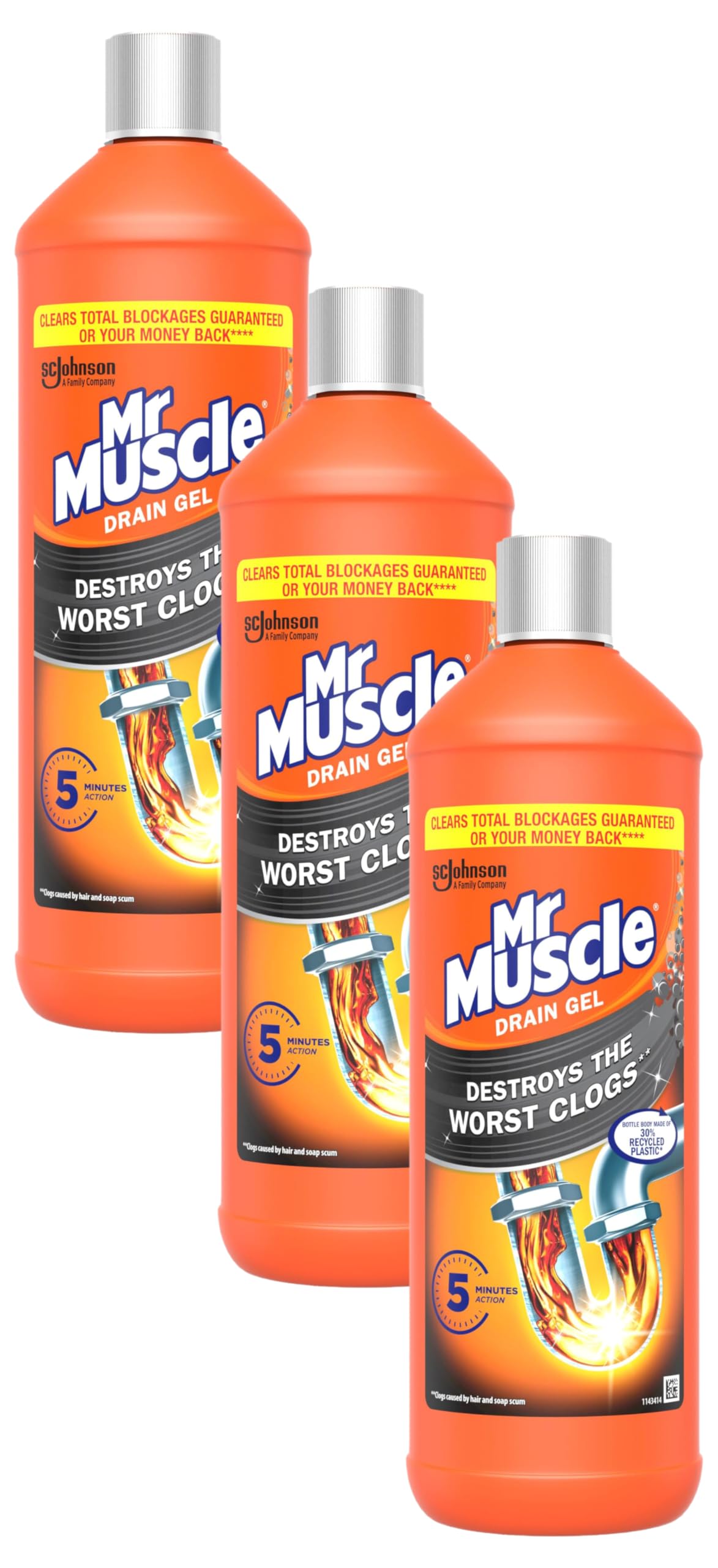Mr Muscle Drain Unblocker, Drain Cleaner Power Gel, 1 Litre (Packaging ...