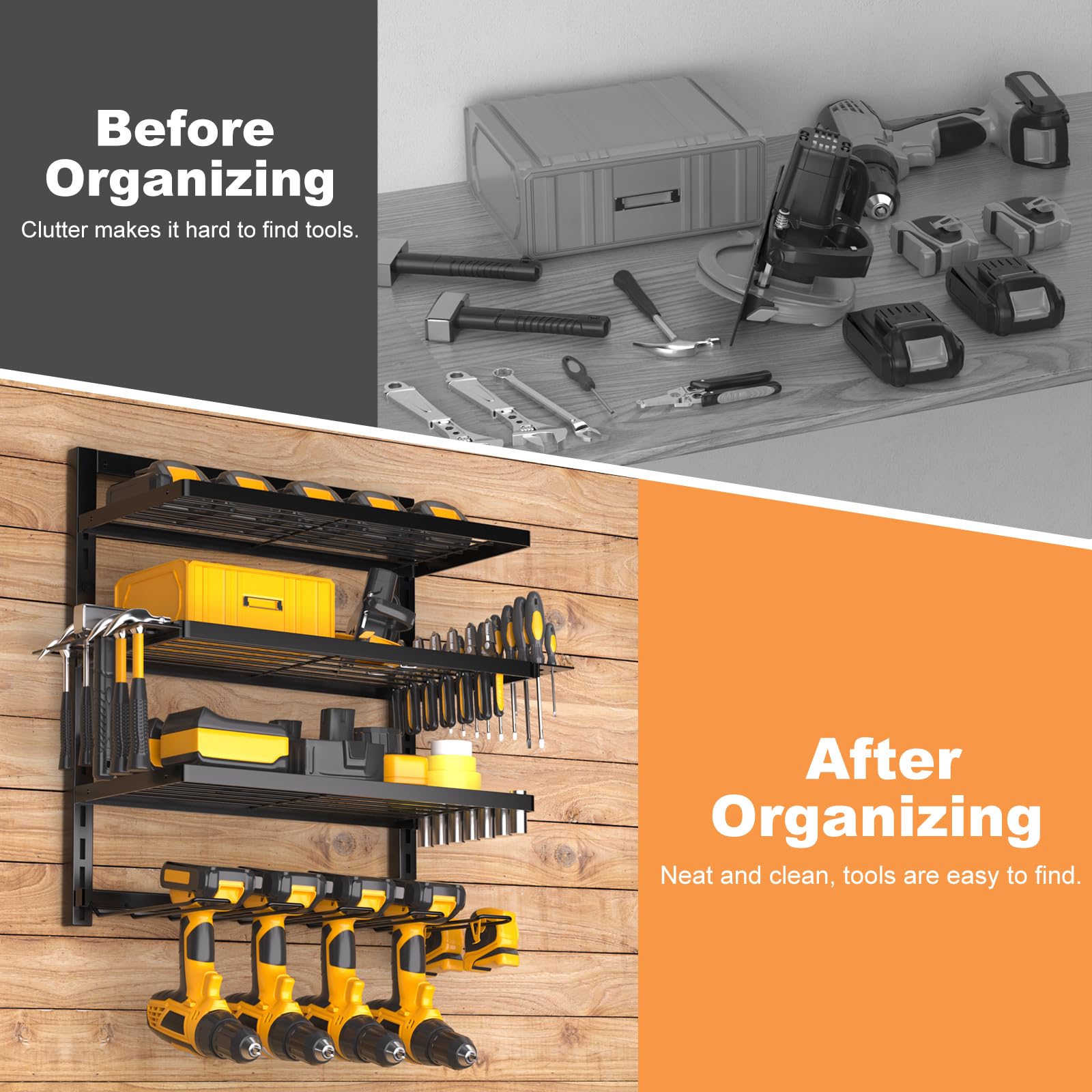 Snapklik.com : Power Tool Organizer Wall Mount, Adjustable 4 Layer ...