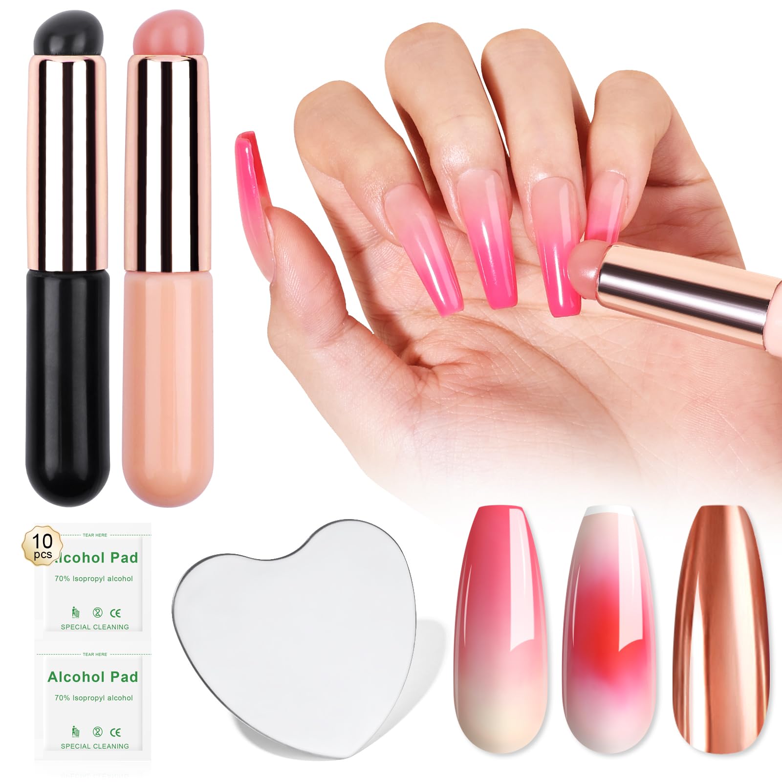 SAVILAND 2PCS Silicone Nail Brush: Reusable Chrome Nail Powder ...