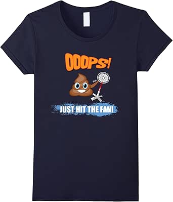 Women's Smiley Poop emoji Hit The Fan Shirt Men, Women 2 Colors XL Navy ...
