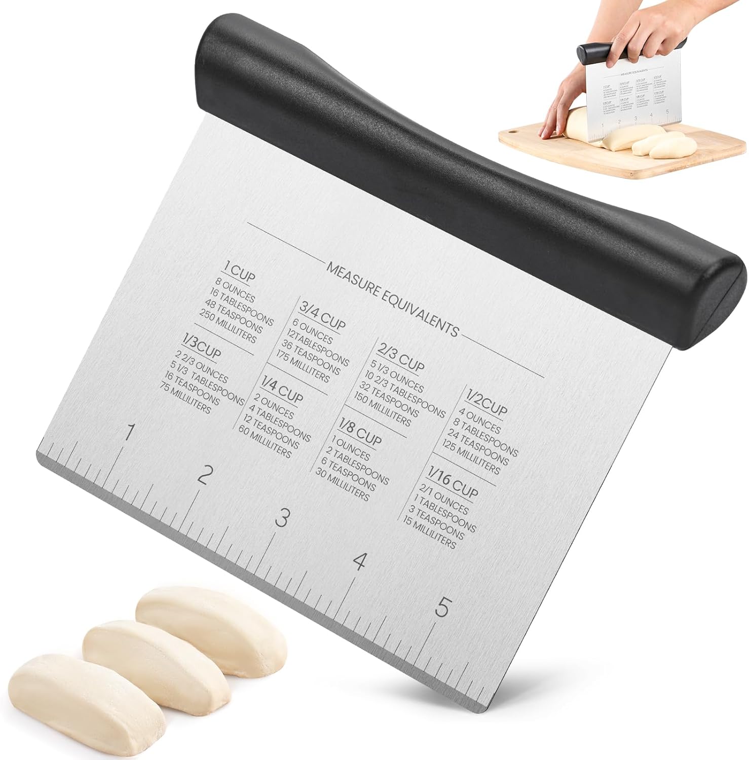 Amazon.com: OLESBUR Bench Scraper for Kitchen - Stainless Steel Dough ...