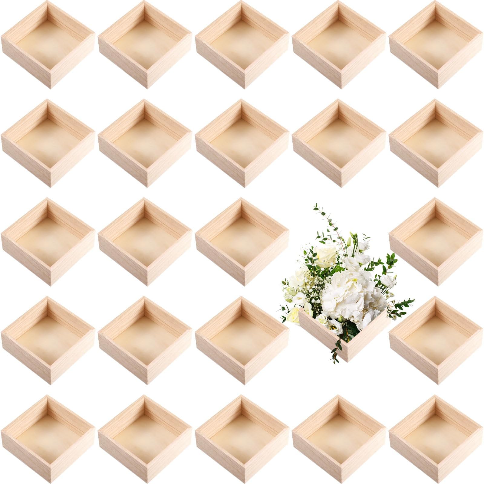 Amazon.com: Yulejo Unfinished Wood Box 4 x 4" Rustic Wooden Boxes for ...