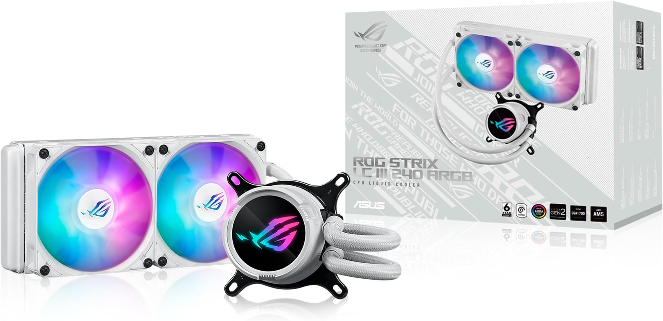 ROG Strix LC III 240 ARGB White Edition All-in-one CPU Liquid Cooler ...