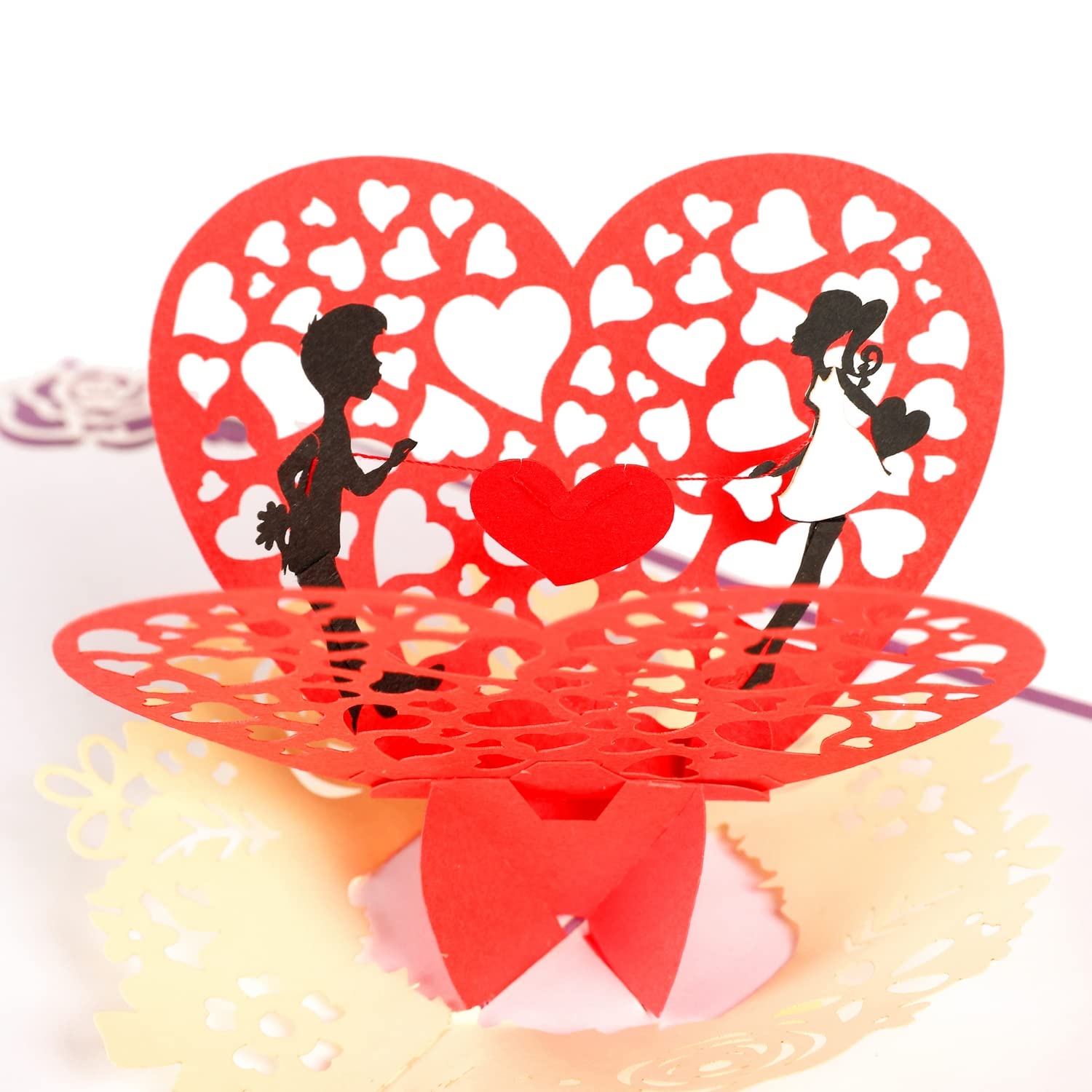Amazon.com : CUTE POPUP - Valentine Card, Love Heart Wings Pop Up Card ...