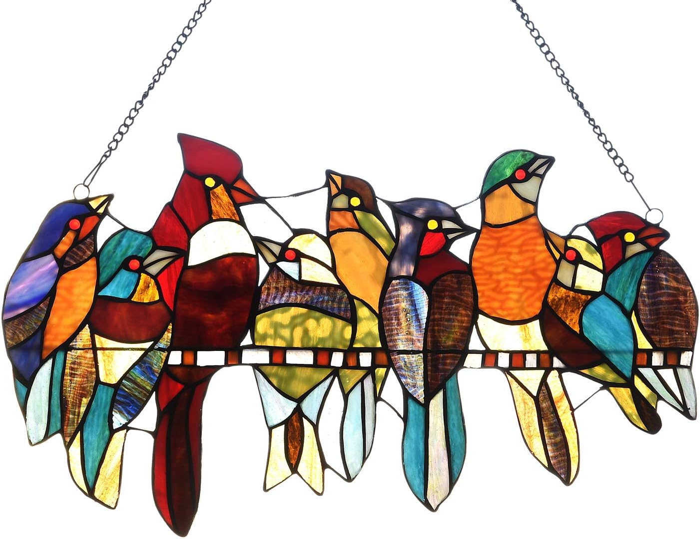 Amazon.com: Six Birds Cardinal Gifts Stained Metal Window Hangings ...