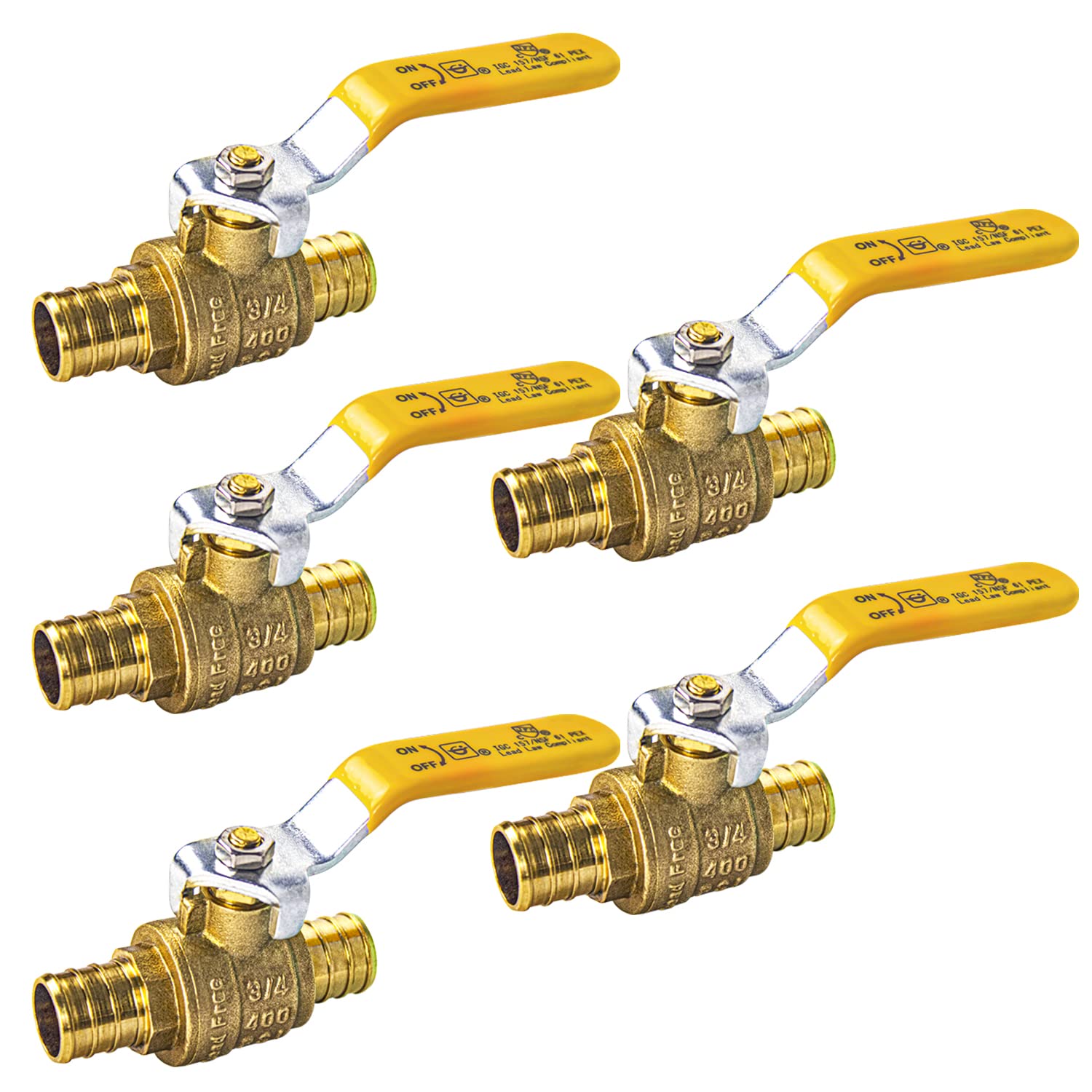 Snapklik.com : AB 3/4 Inch X 3/4 Inch PEX Brass Full Port Inline Ball Valve