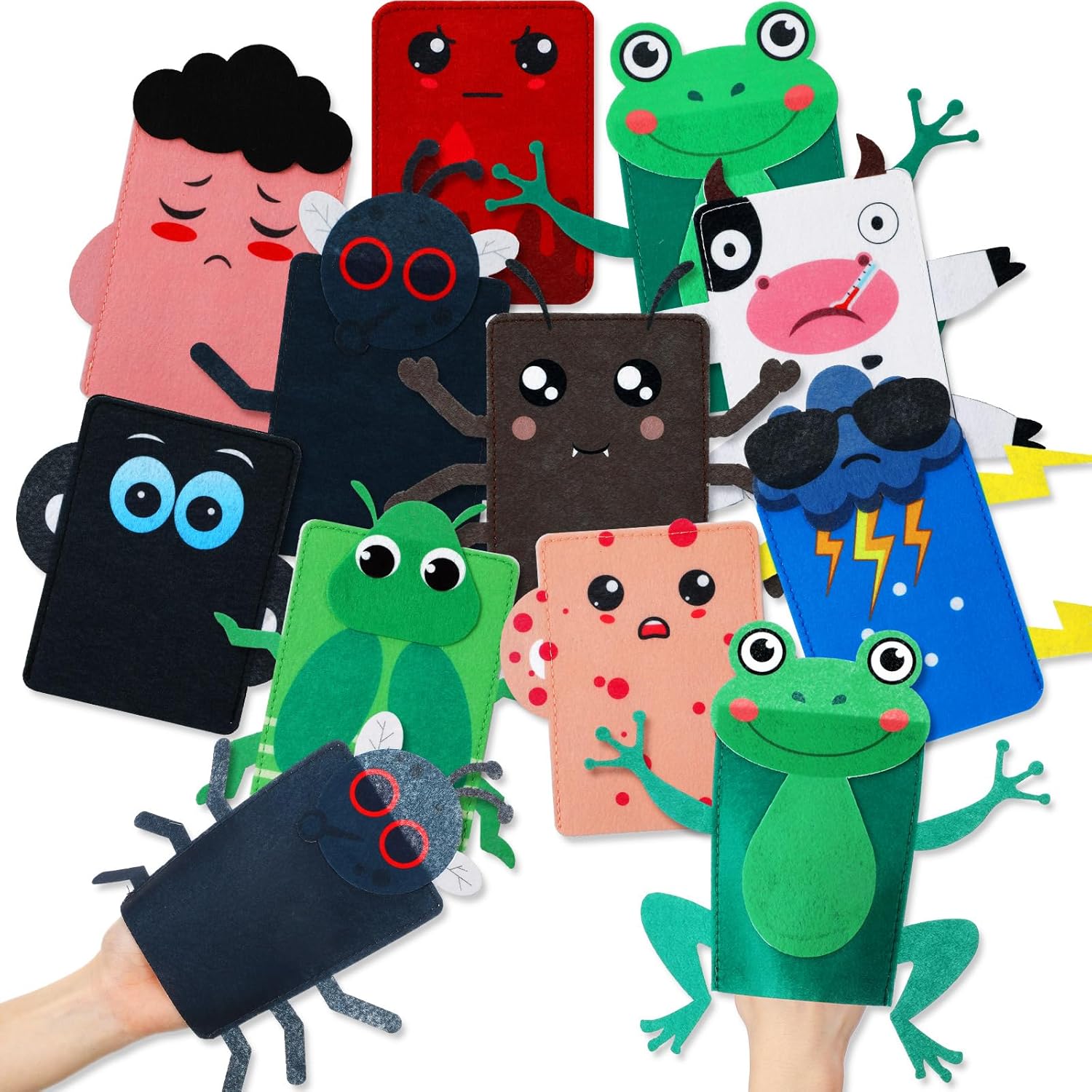 Amazon.com: Outus 20 Pcs Passover Hand Plagues Puppet Kit Felt Ten ...