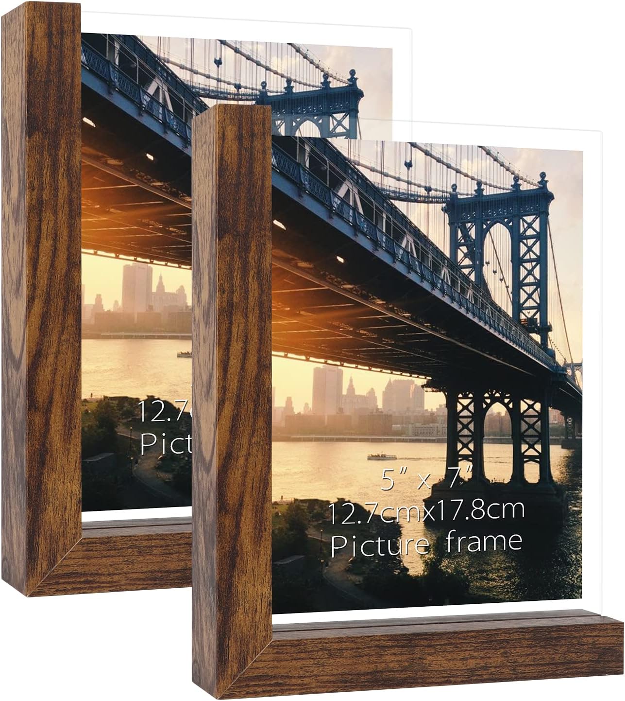 RLAVBL 7x5 Photo Frames Brown, Rustic Wooden and Glass Picture Frames ...