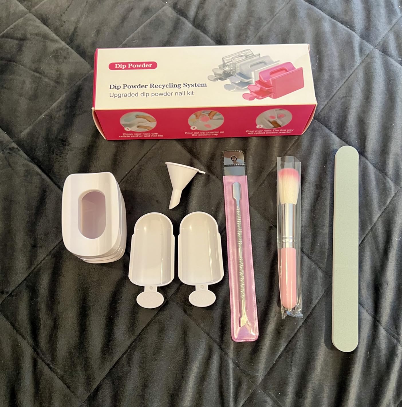 Dip Powder Tray System, Portable Dip Powder Nail Kit, Nail Dust Brush ...