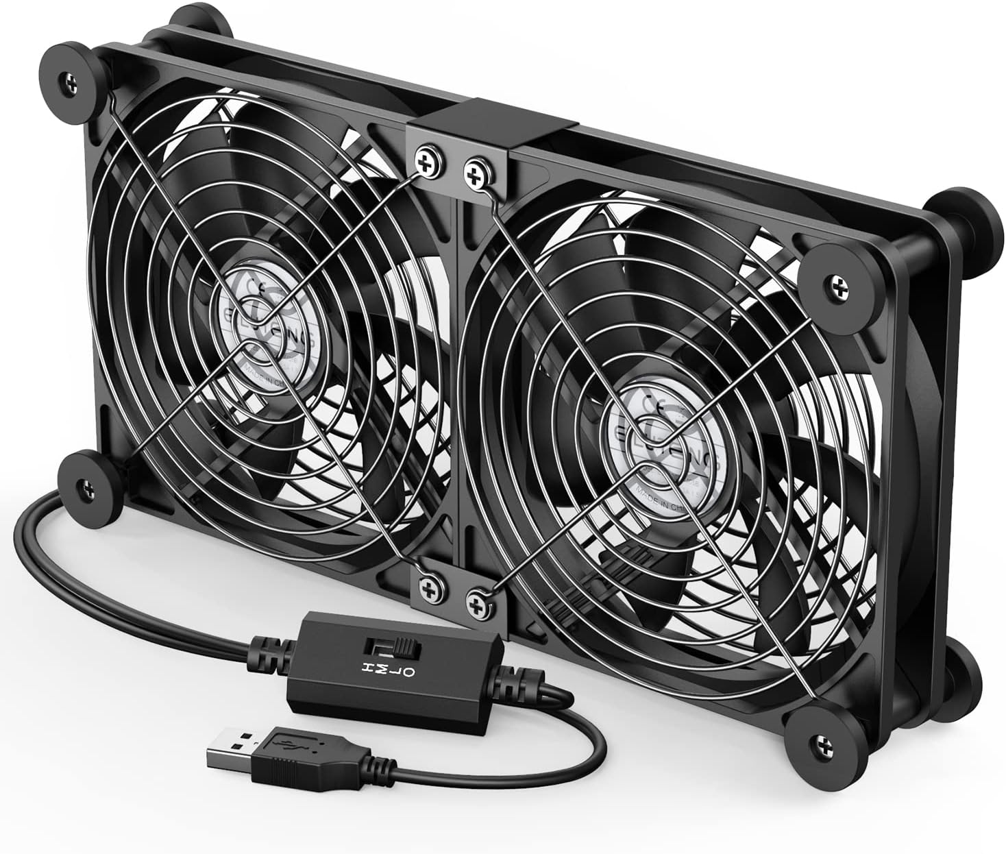 ELUTENG Dual USB Fan 120mm 5V, 2 In 1 USB PC Computer Fan 120mm with 3 ...