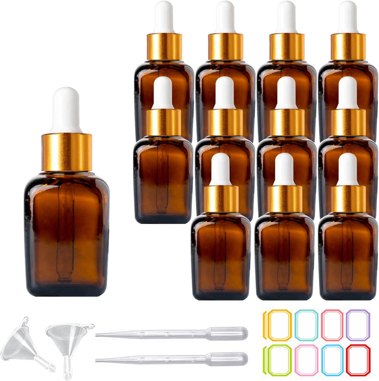 Amazon.com: BEGIKET 12 Pack 1 oz Black Square Glass Dropper Bottle for ...