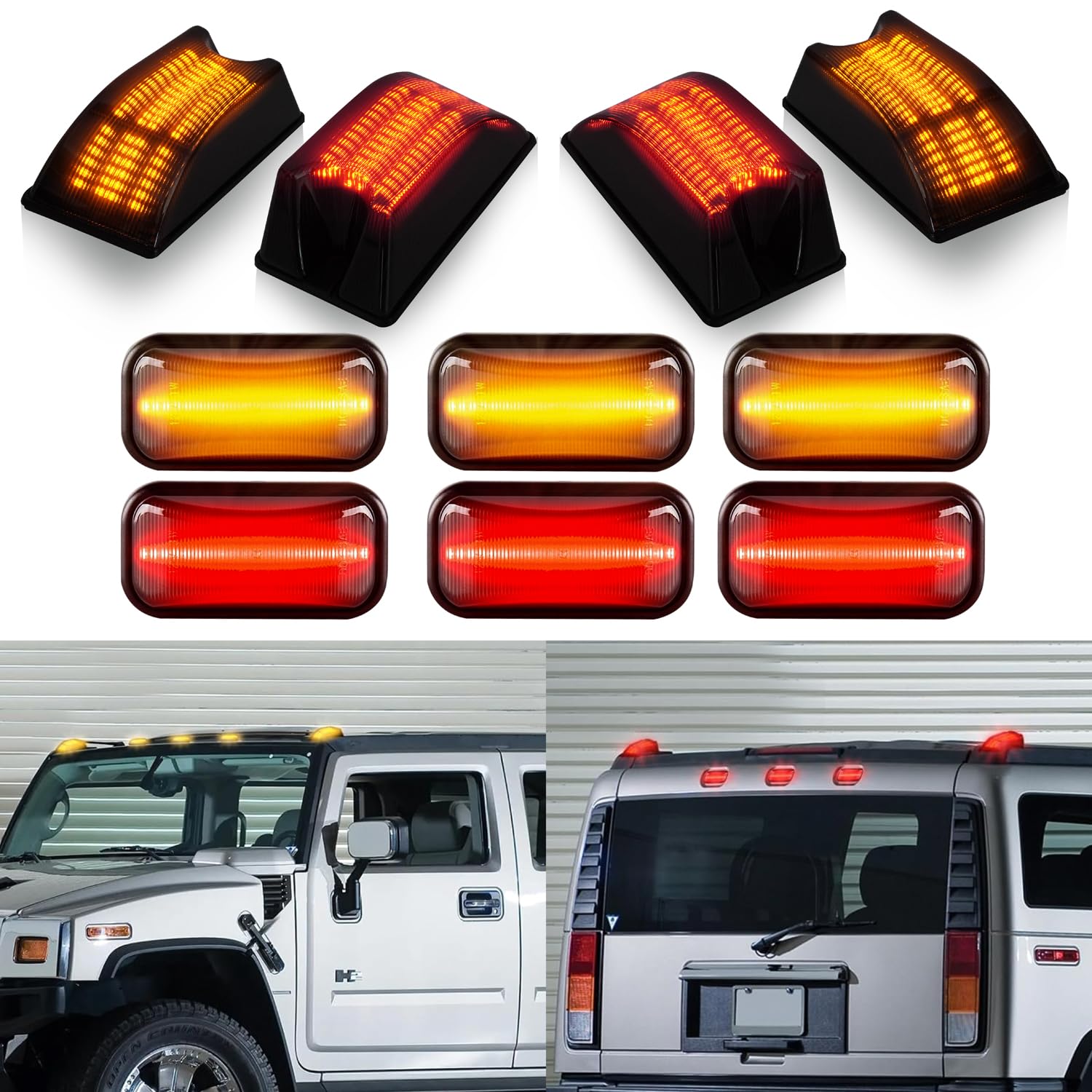 KDM Smoked Lens LED Bumper Side Marker Reflectors Lights Dual Rows ...