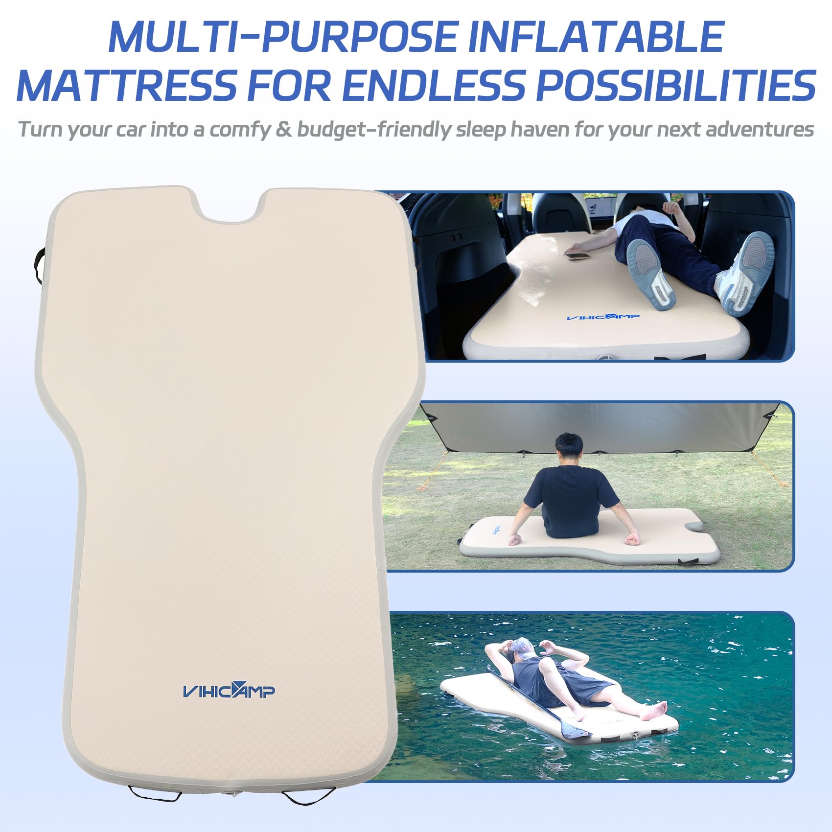 Vihicamp Inflatable Car Mattress - 3.15" Camping Air Mattress for SUVs ...
