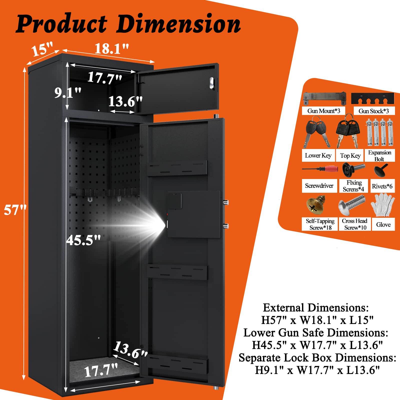 Snapklik.com : KAER 10-12 Gun Safe Large Capacity Gun Safe For Rifles ...