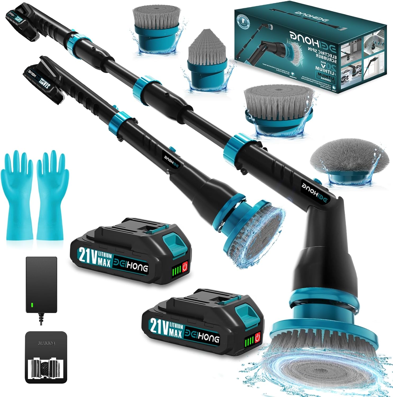 Amazon.com: 21V Electric Scrubber with 2 Batteries, 1000RPM Electric ...