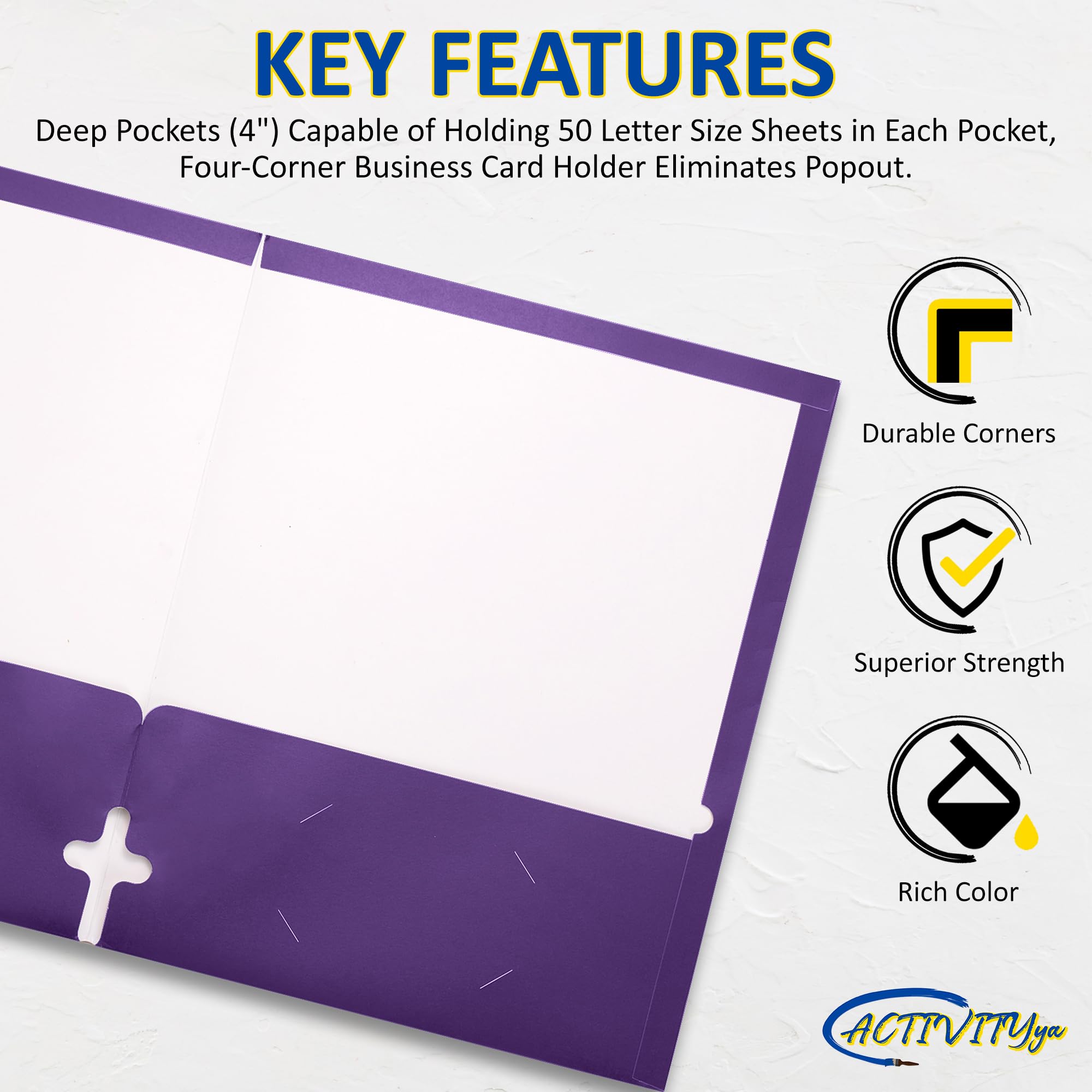 Snapklik.com : 10 Pack Two Pocket Folders, Purple, Strong Thick Paper ...