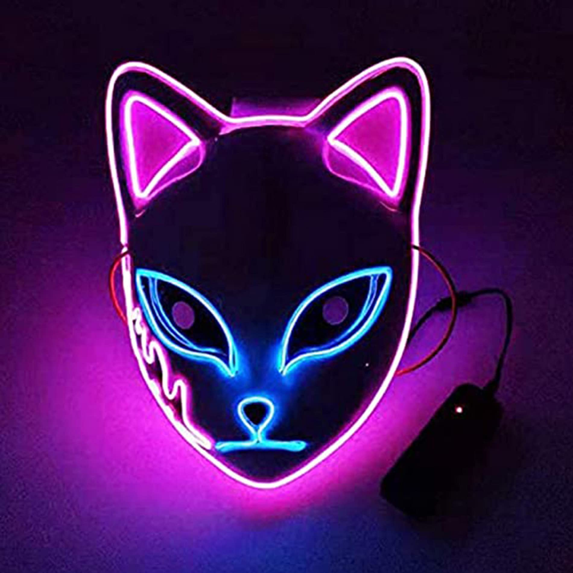Buy Halloween Demon Slayer_, LED Fox Light Up Luminous Glowing Japanese ...