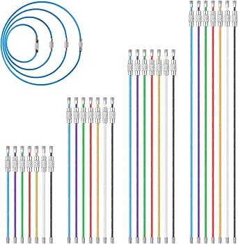 28PCS 2mm Wire Keychain Cable 7 Color Flexible Metal Locking Key Ring ...