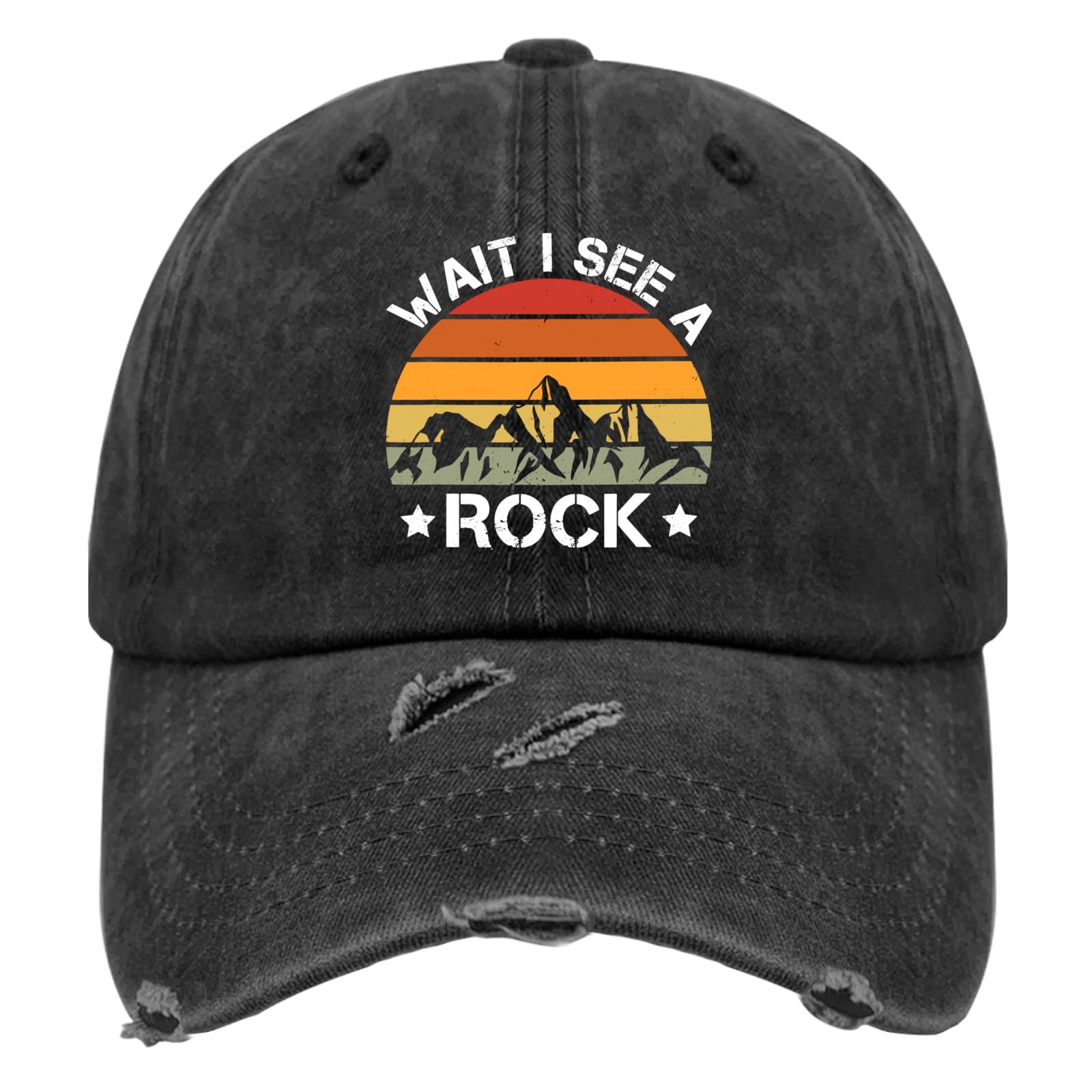 Wait I See A Rock Geology Geologist Hats Outdoor Hat AllBlack Hat for ...