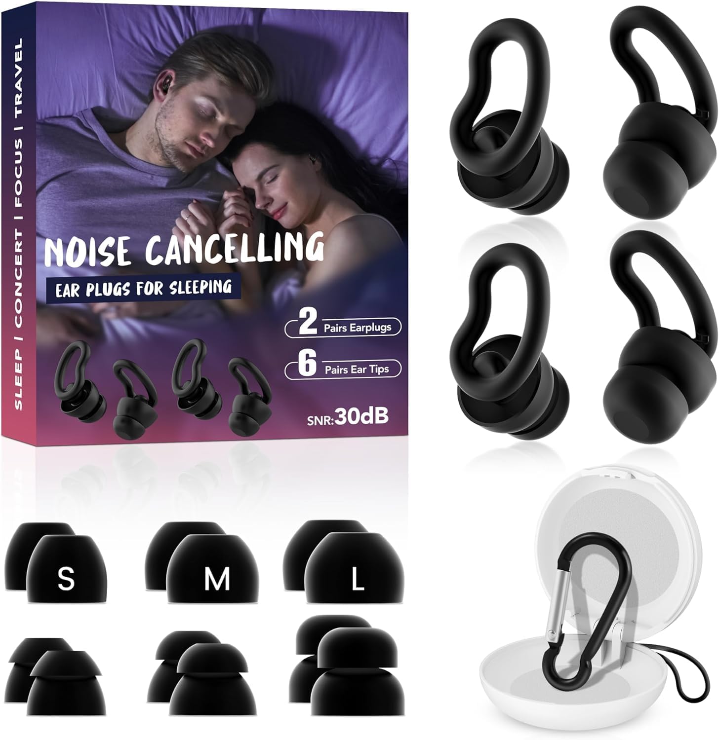 Amazon.com: Noise Cancelling Ear Plugs for Sleeping - 𝟮 𝗣𝗮𝗶𝗿𝘀 Reusable ...