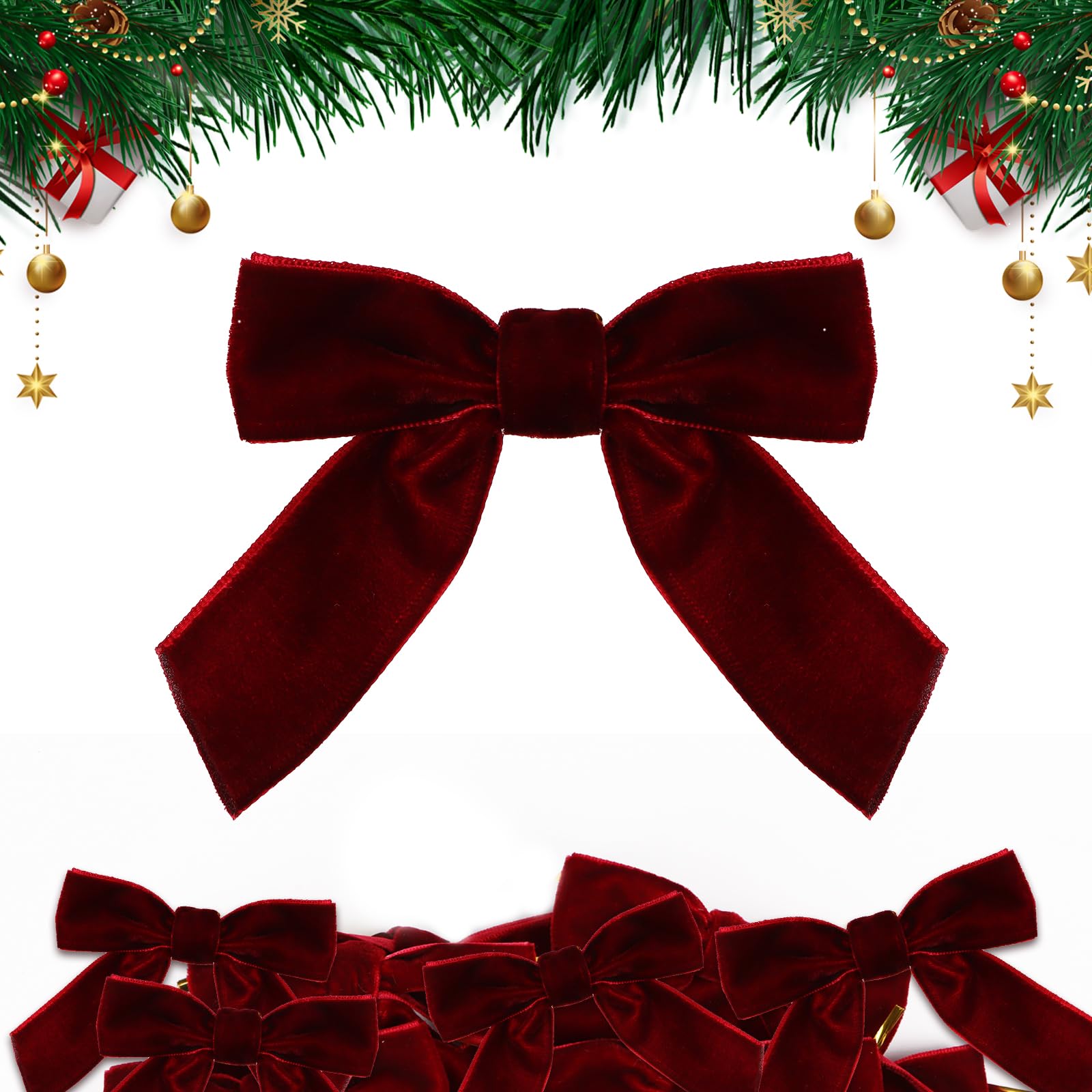 Amazon.com: DDLP 30pcs Small Burgundy Velvet Christmas Bows for ...