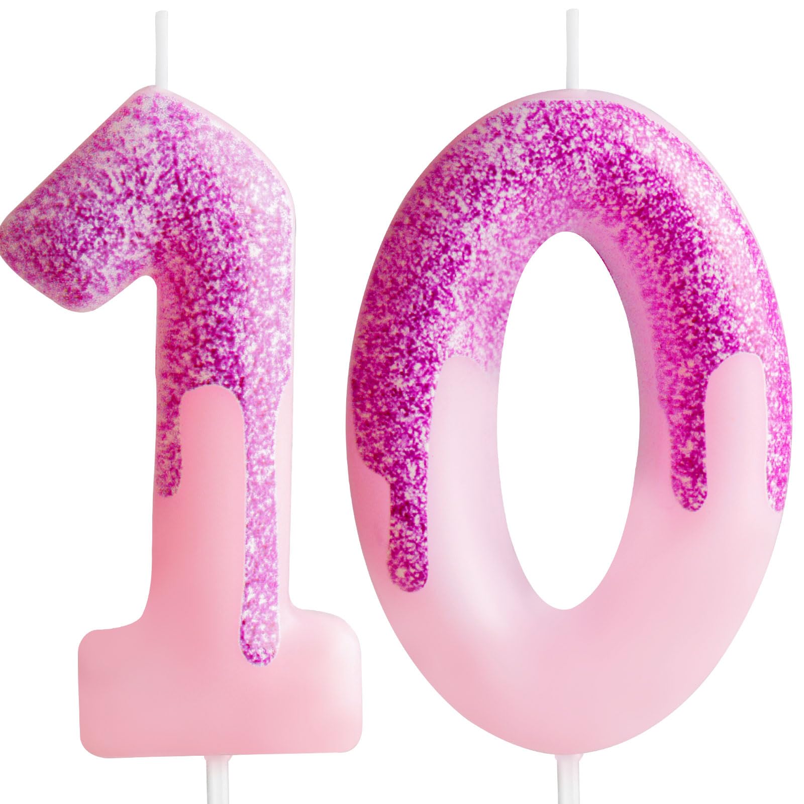Amazon.com: Pink 10th Birthday Candles Purple Pink Number 10 Candle ...