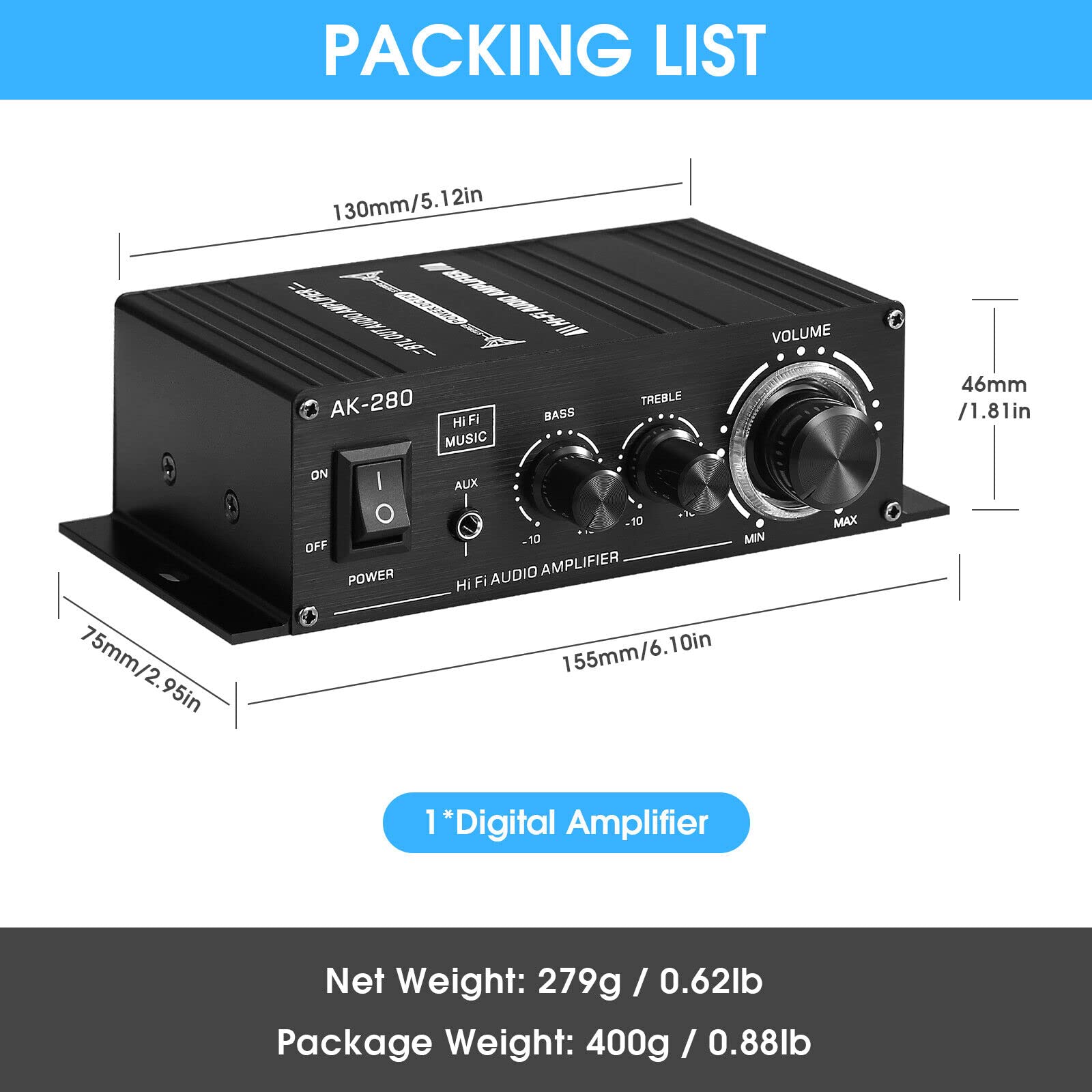 Home Theatre Sound System 2.0 Channel Amp Facmogu AK280 Mini Audio ...