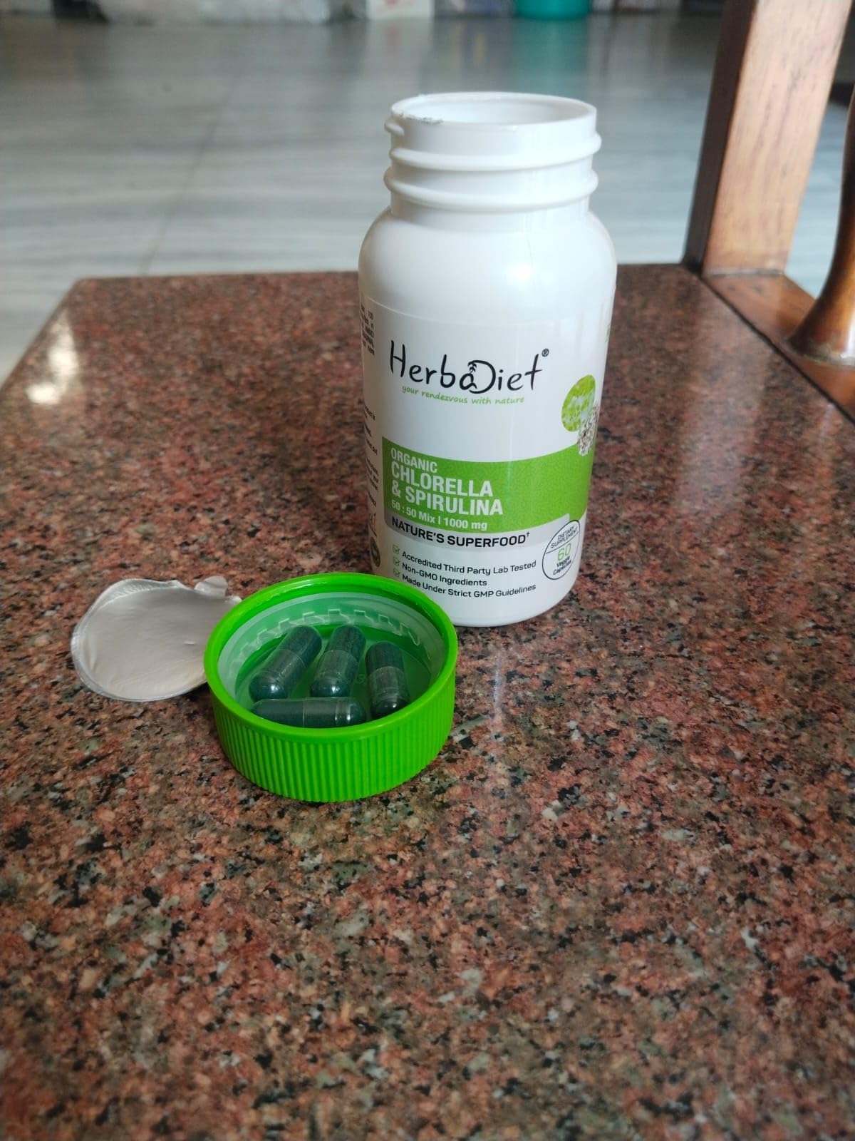 Herbadiet Organic Spirulina Chlorella 60 Capsules|Cracked Cell Extract ...