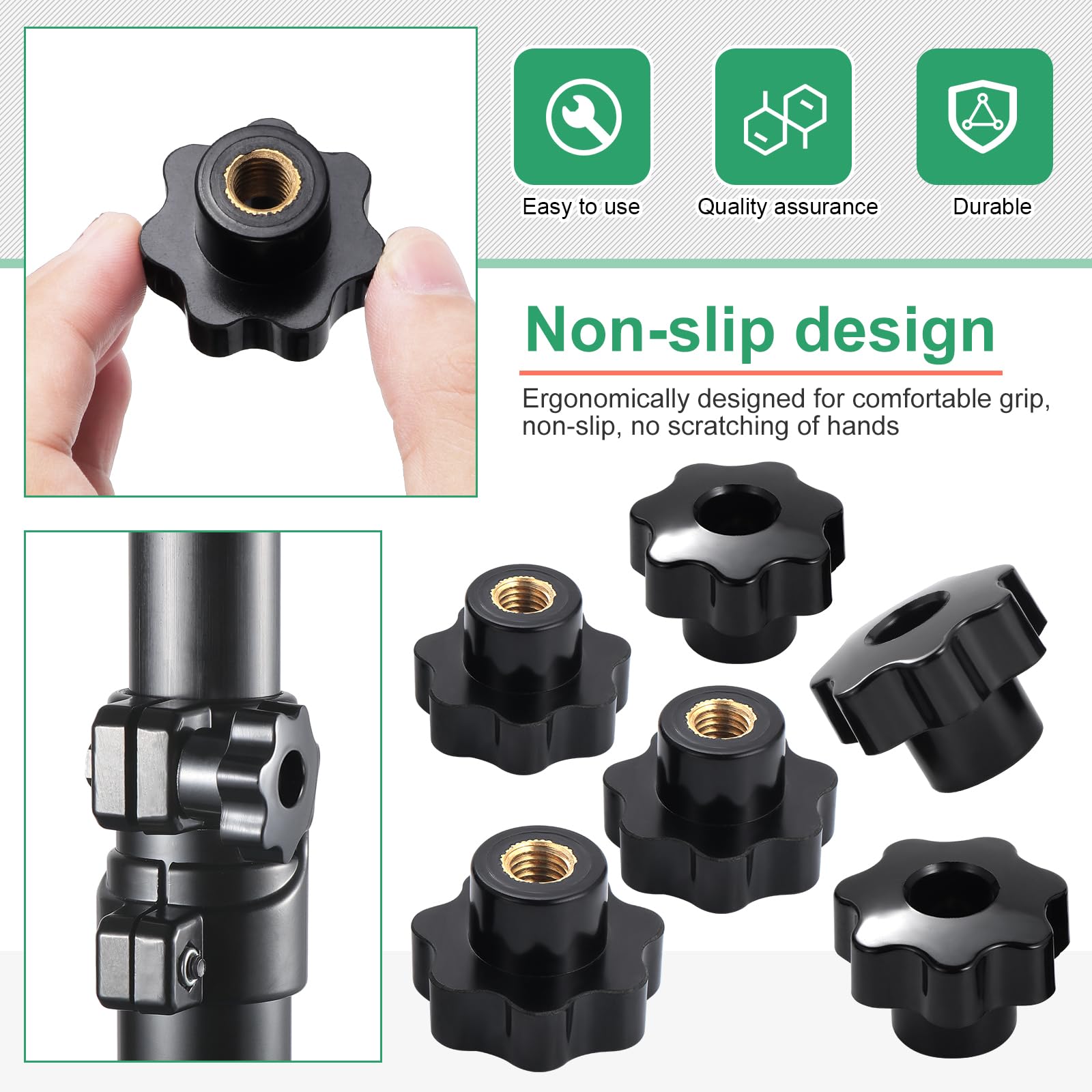 Snapklik.com : OCR 10Pcs 7 Star Through Hole Knob M10 Knurled Thread ...
