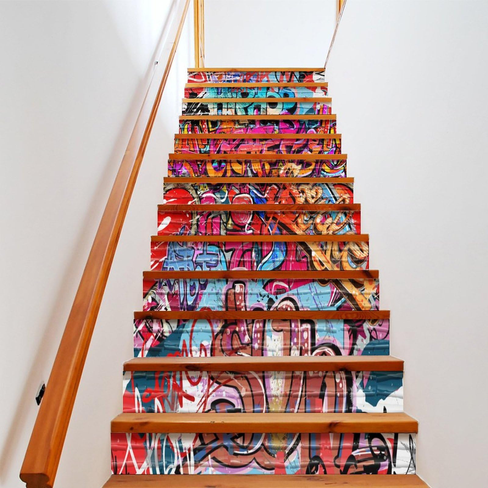 Amazon.com: Brebasf Rustic Brick Wall Graffiti Stair Stickers Riser ...