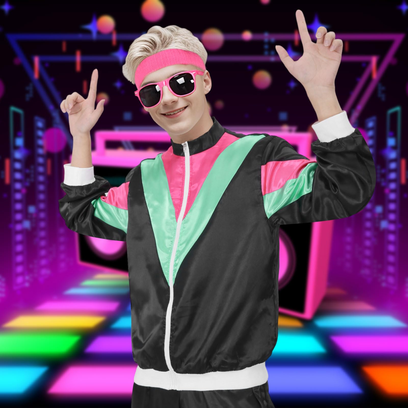 Amycute 80s Shell Suit for Men Women Retro 80s Tracksuit, 1980s Disco ...